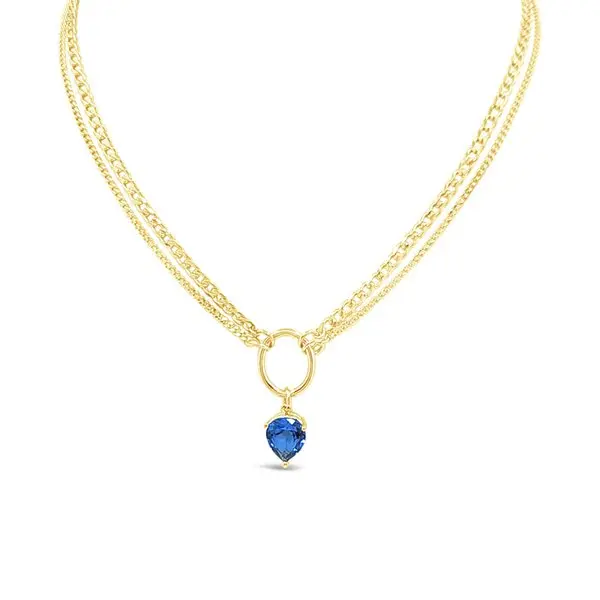 LUTIRO Statet Curb Necklace-synthetic Sapphire-gold