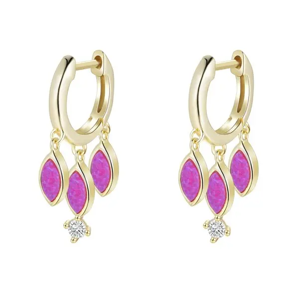 KAMARIA Opal Boho Shaker Huggie Earrings Fuchsia