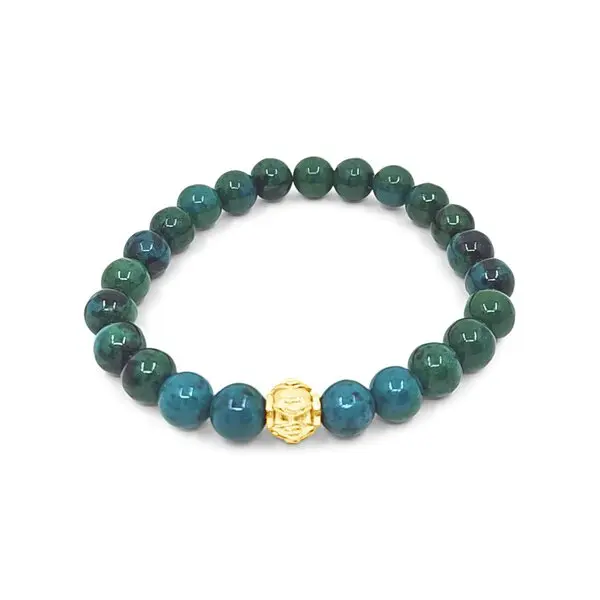 LUTIRO Green / Blue Blue Green Beaded Bracelet-gold - Green/blue
