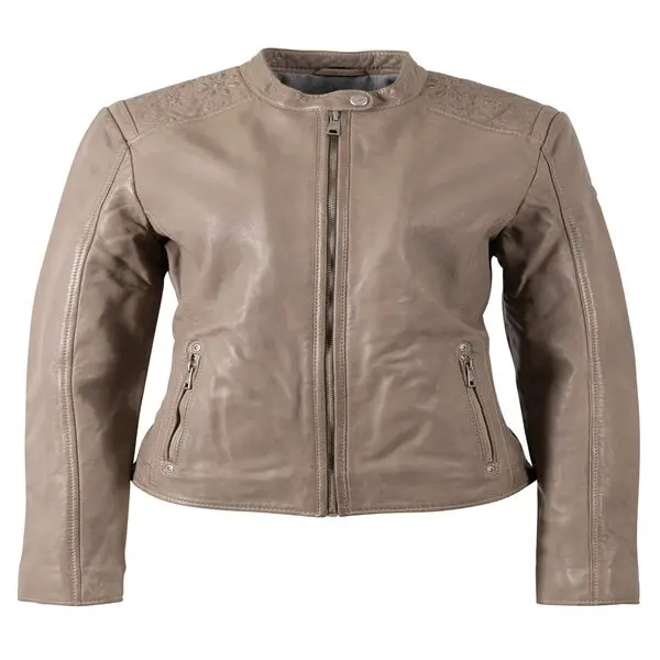 Mauritius Neutrals Embossed Floral Leather Jacket Lily