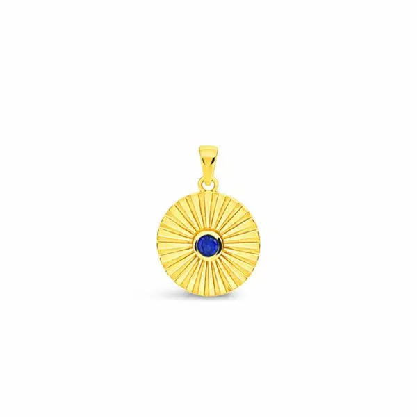LUTIRO Medallion Pendant-synthetic Sapphire-gold