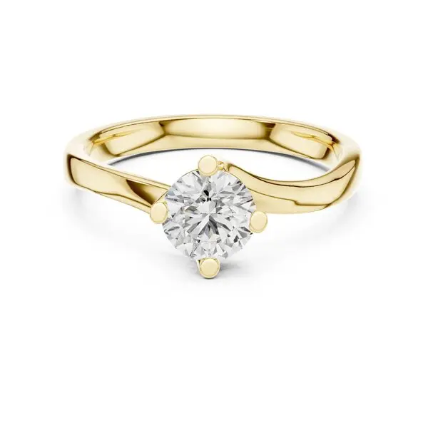 AYA FINE JEWELRY 14k Gold Round Cut Lab Grown Diamond Solitaire Ring - Yellow