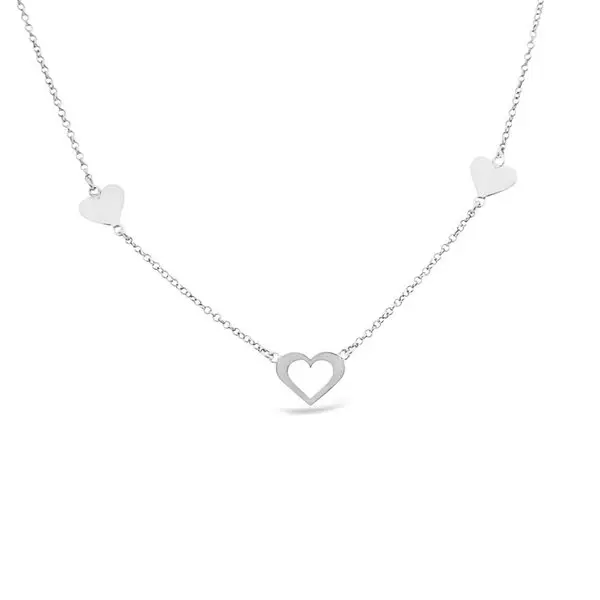 LUTIRO Three Hearts With One Open Heart Necklace