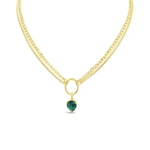 LUTIRO Statet Curb Necklace Emerald-gold