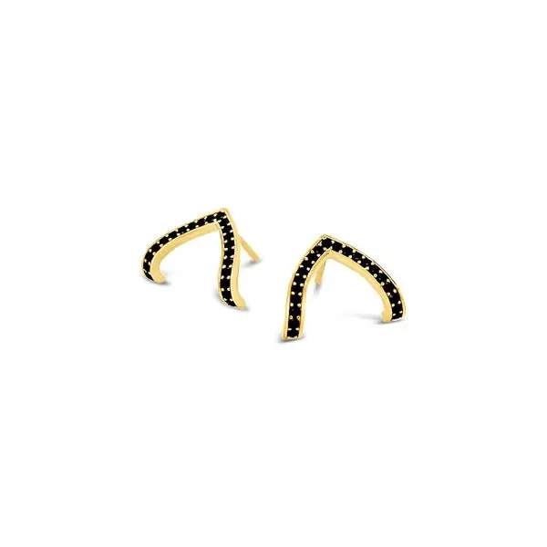 LUTIRO Pave Black Cz Wishbone Studs