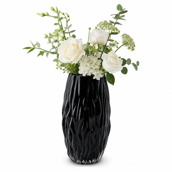 MARLETH Wavy Glass Vase - Black