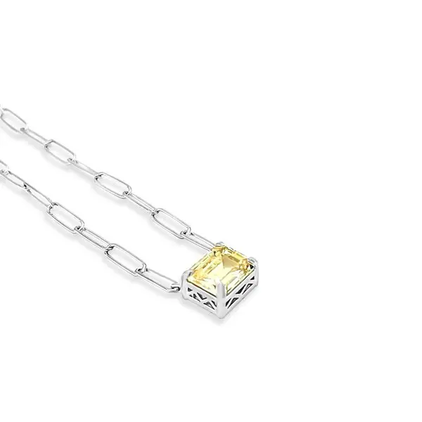 LUTIRO Paperclip Chain With Colo Stone Canary