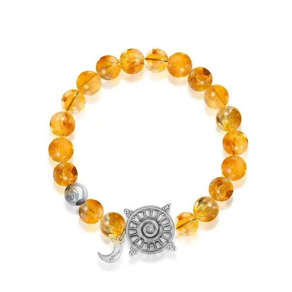 AUROZIA Solar Meridian Crystal Beaded Bracelet - Silver/yellow