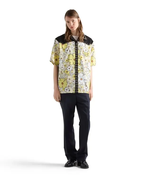 Prada Timecapsule Printed Cotton Shirt With Studs