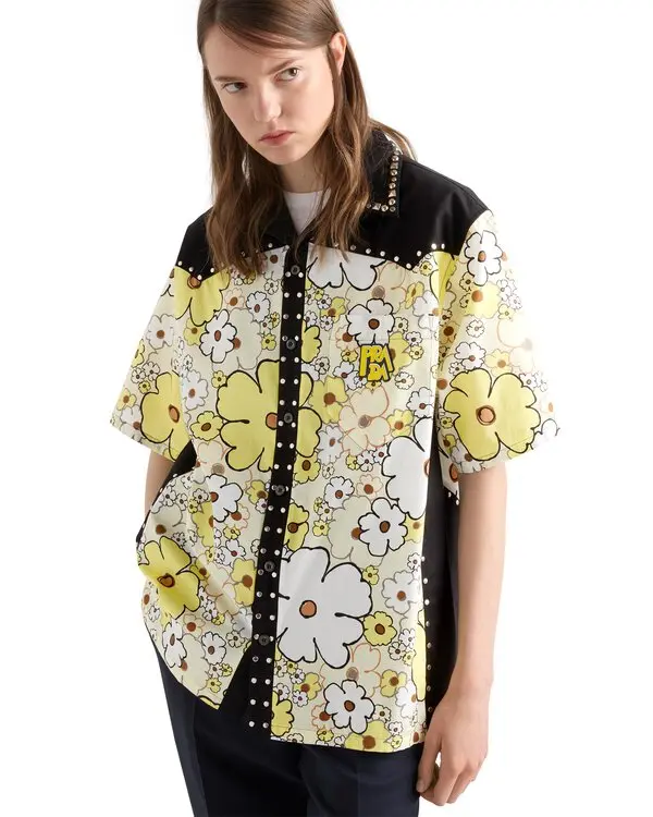 Prada Timecapsule Printed Cotton Shirt With Studs