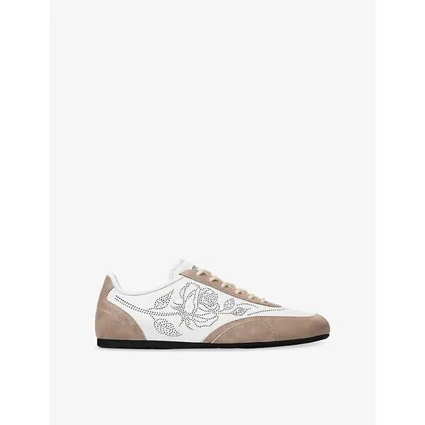 JIMMY CHOO Sunny Perforated Leather And Suede Trainers - V White/stone