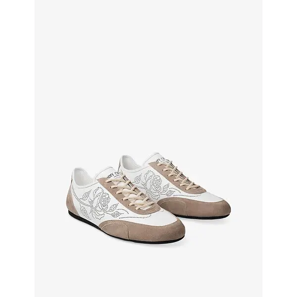 JIMMY CHOO Sunny Perforated Leather And Suede Trainers