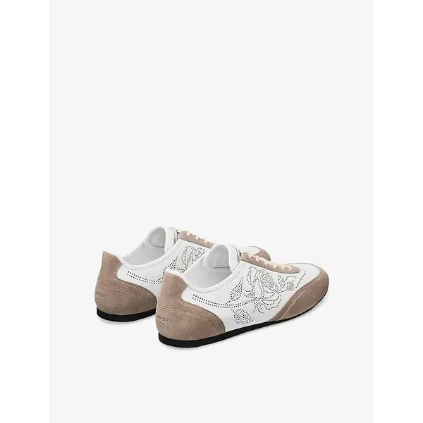 JIMMY CHOO Sunny Perforated Leather And Suede Trainers