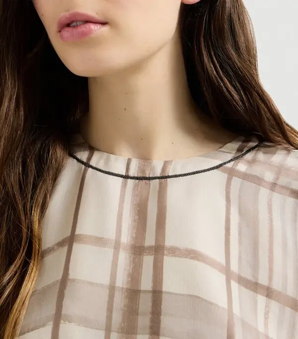 Brunello Cucinelli Silk Check Sleeveless Top
