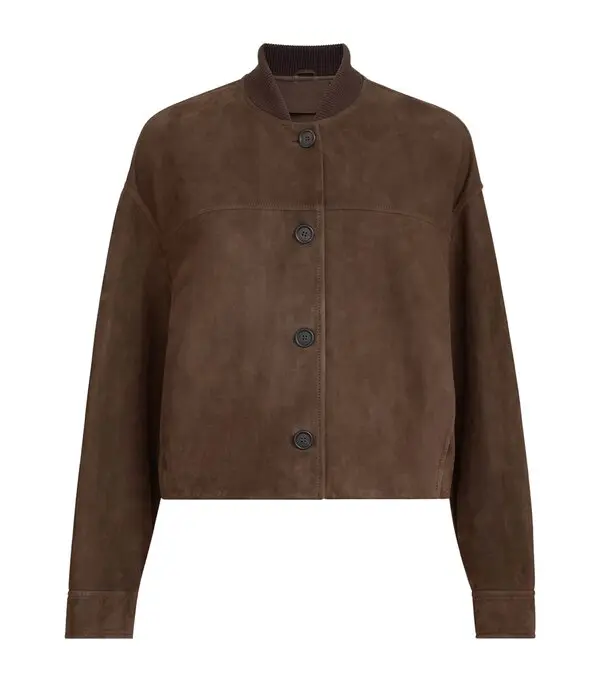 Brunello Cucinelli Suede Monili Bomber Jacket