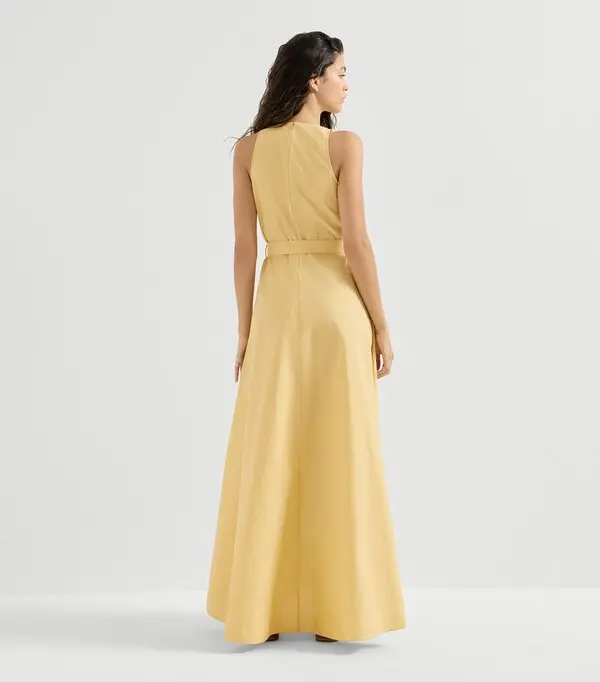 Brunello Cucinelli Techno-cotton Poplin Belted Maxi Dress