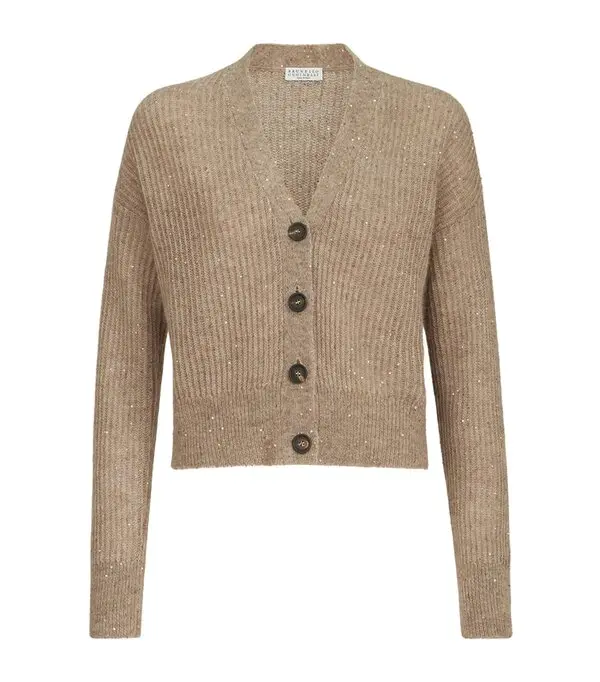 Brunello Cucinelli English Rib Sequin Cardigan - Brown