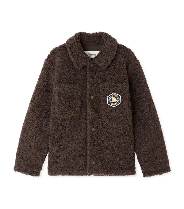 Bonpoint Teddy Collared Jacket With Logo Patch