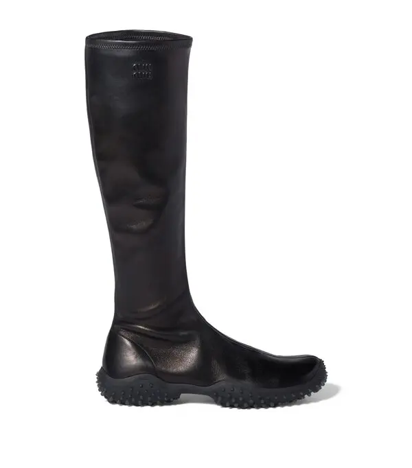 Miu Miu Stretch Nappa Leather Knee-high Boots - Black
