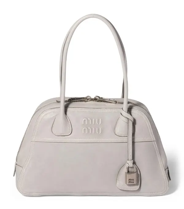 Miu Miu Nappa Leather Vivant Top-handle Bag - Grey