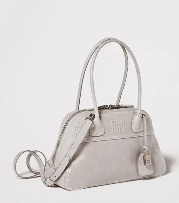 Miu Miu Nappa Leather Vivant Top-handle Bag - Grey