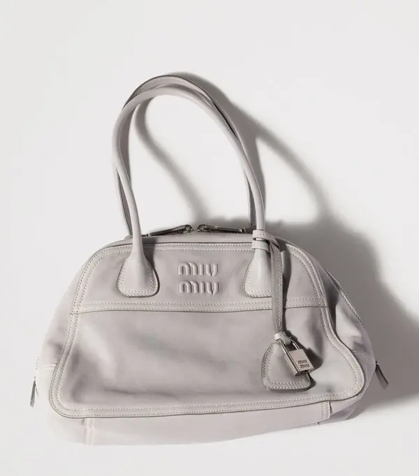 Miu Miu Nappa Leather Vivant Top-handle Bag - Grey