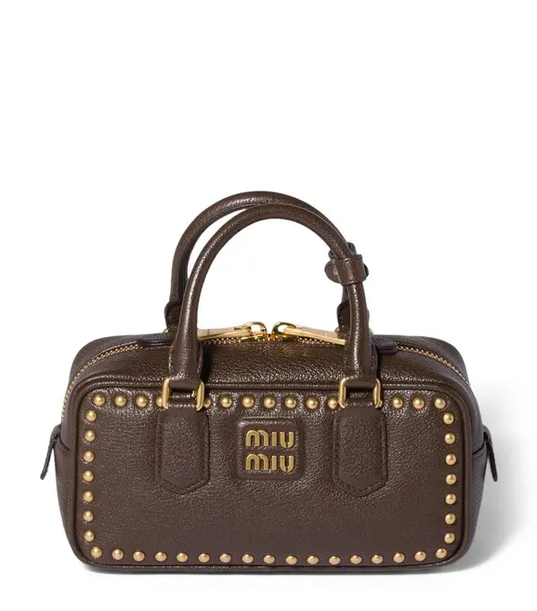 Miu Miu Leather Studded Arcadie Top-handle Bag