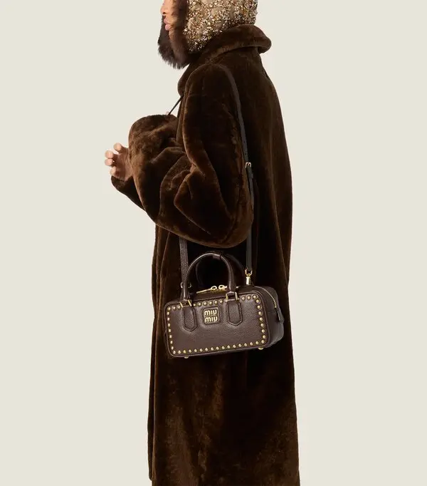 Miu Miu Leather Studded Arcadie Top-handle Bag