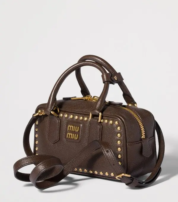 Miu Miu Leather Studded Arcadie Top-handle Bag