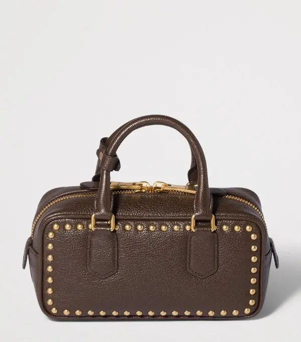 Miu Miu Leather Studded Arcadie Top-handle Bag