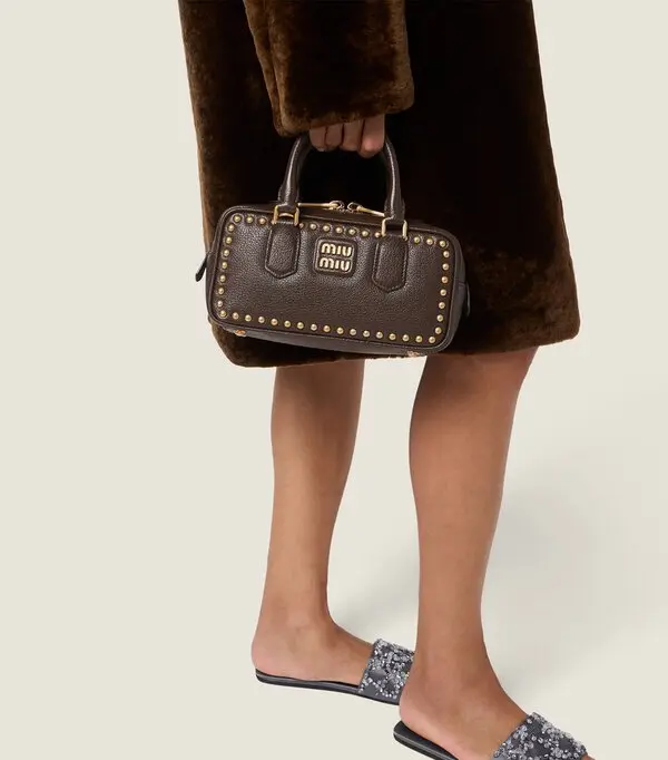 Miu Miu Leather Studded Arcadie Top-handle Bag