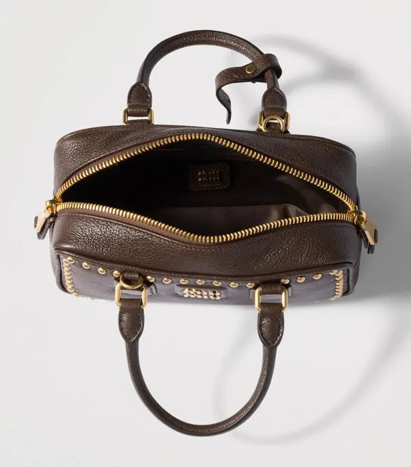 Miu Miu Leather Studded Arcadie Top-handle Bag