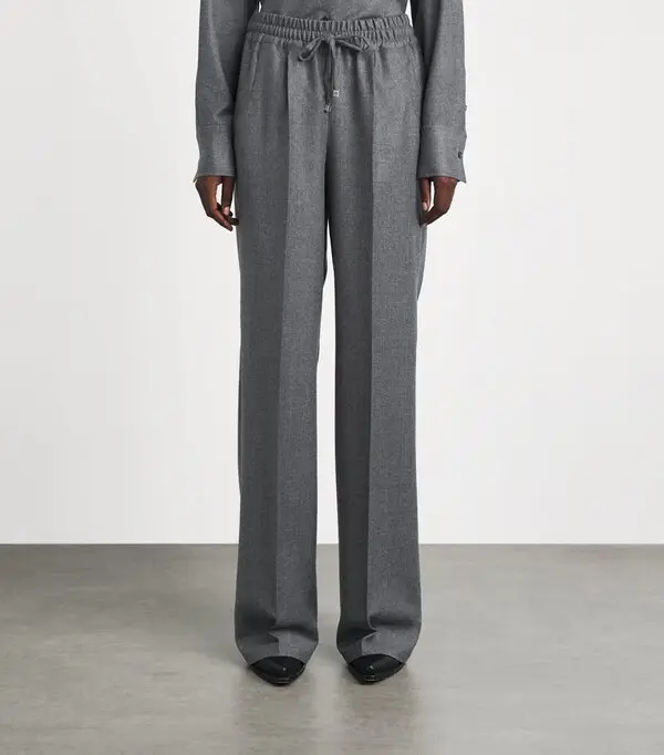 Kiton Virgin Wool Drawstring Trousers With Metallic Sheen