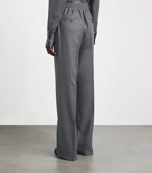 Kiton Virgin Wool Drawstring Trousers With Metallic Sheen