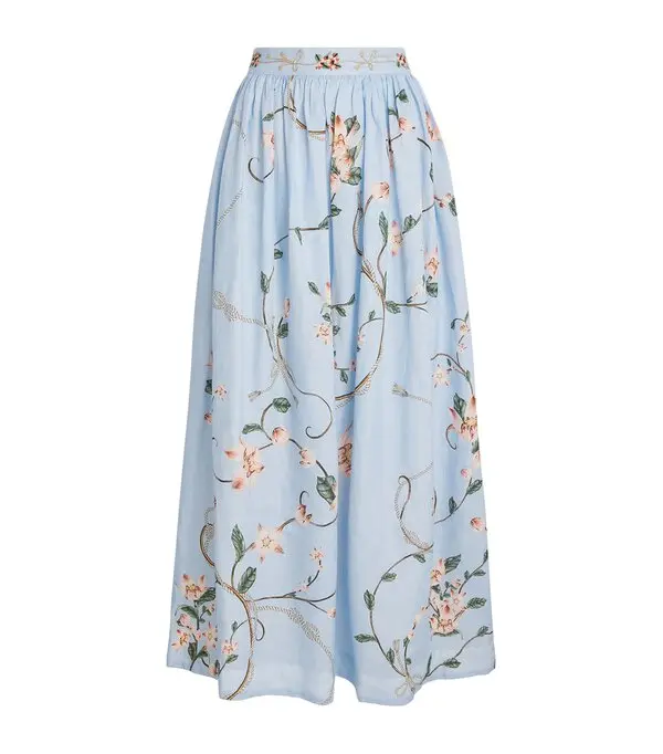 Agua Bendita Cotton Tangelo Navegante Maxi Skirt - Blue