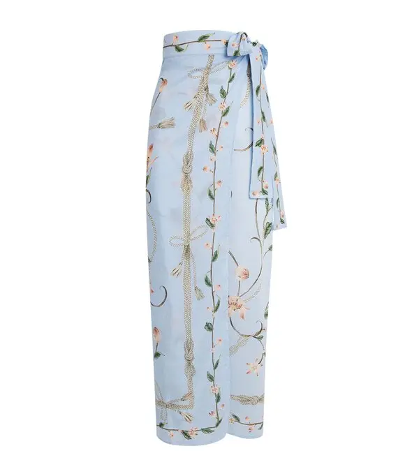 Agua Bendita Cotton-silk Lavanda Navegante Pareo - Blue
