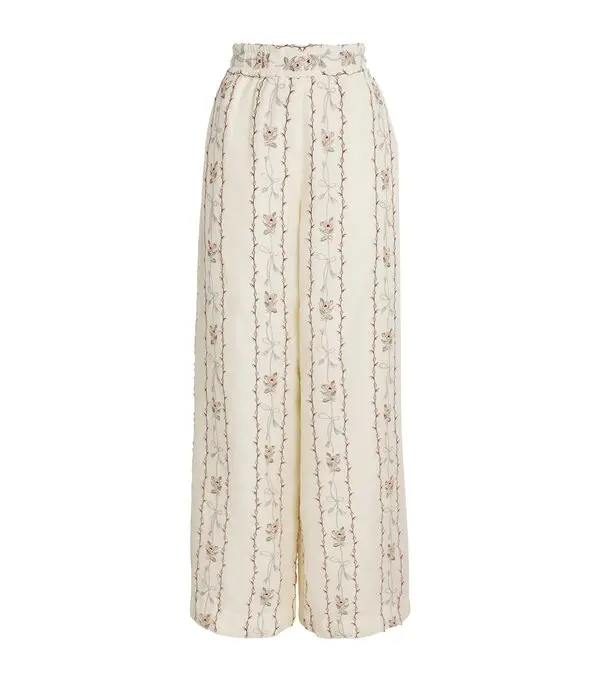 Agua Bendita Linen Tota Navente Wide Trousers - Ivory
