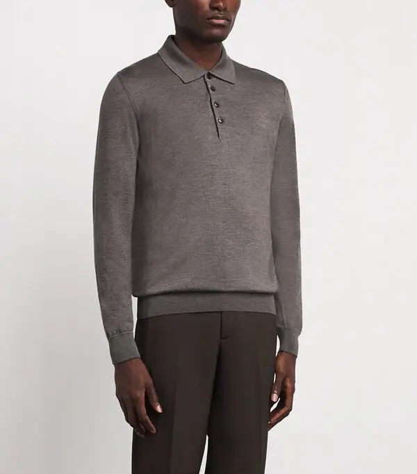 Pal Zileri Wool-silk Long-sleeved Polo Shirt