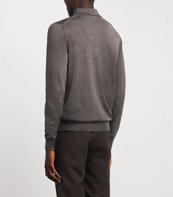 Pal Zileri Wool-silk Long-sleeved Polo Shirt