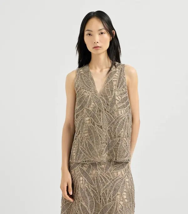 Brunello Cucinelli Embroidered Sleeveless Top