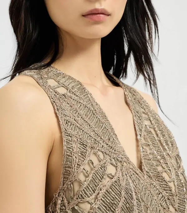 Brunello Cucinelli Embroidered Sleeveless Top