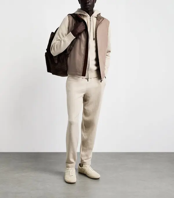 Colombo Cashmere Gilet With Leather Trim