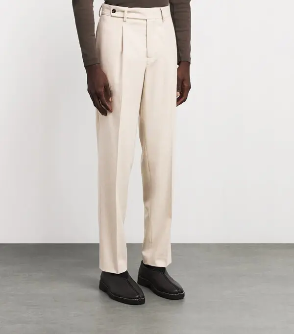Colombo Cashmere Pleated Straight Trousers
