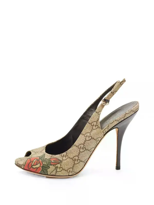 Gucci Gg Supreme Peep-toe Slingback Pumps