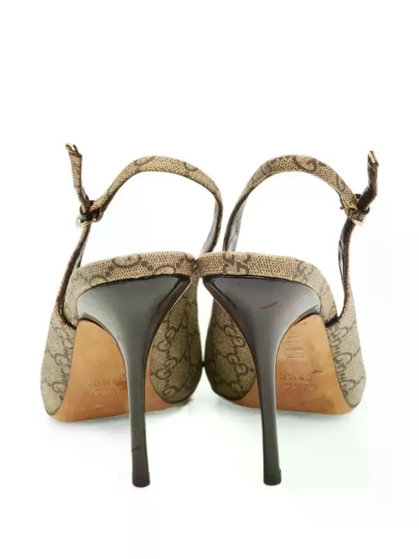 Gucci Gg Supreme Peep-toe Slingback Pumps