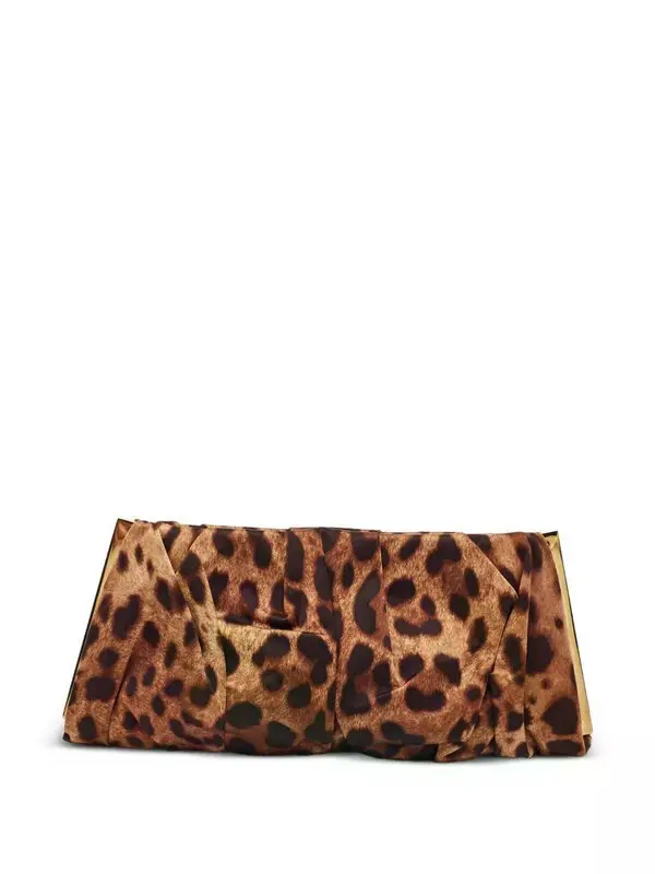 Dolce & Gabbana Pleated Leopard-print Clutch Bag - Brown