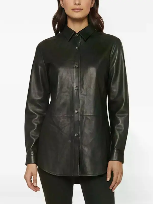 Magda Butrym Long-sleeve Leather Shirt - Black