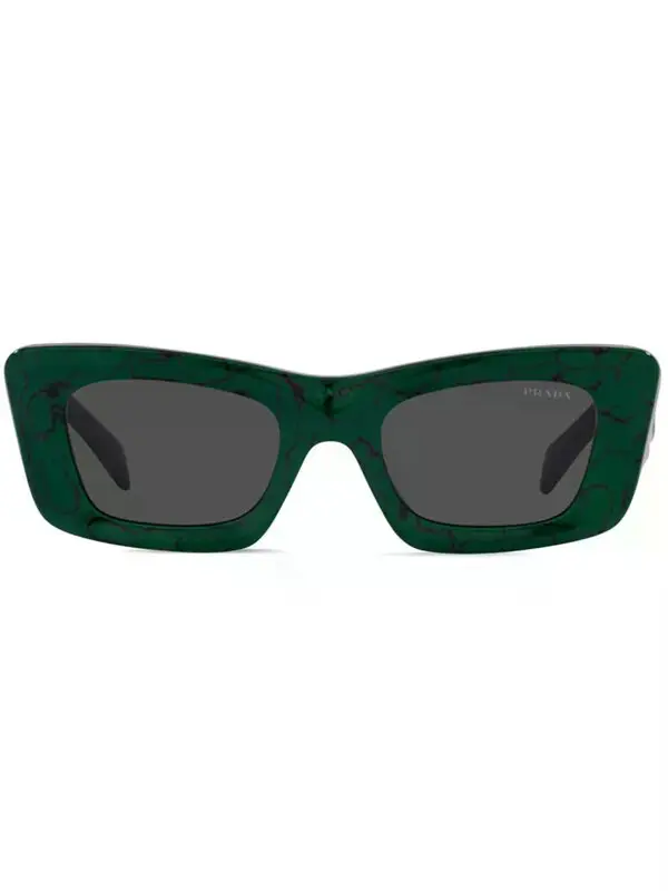 Prada Marble-effect Rectangle Sunglasses - Green