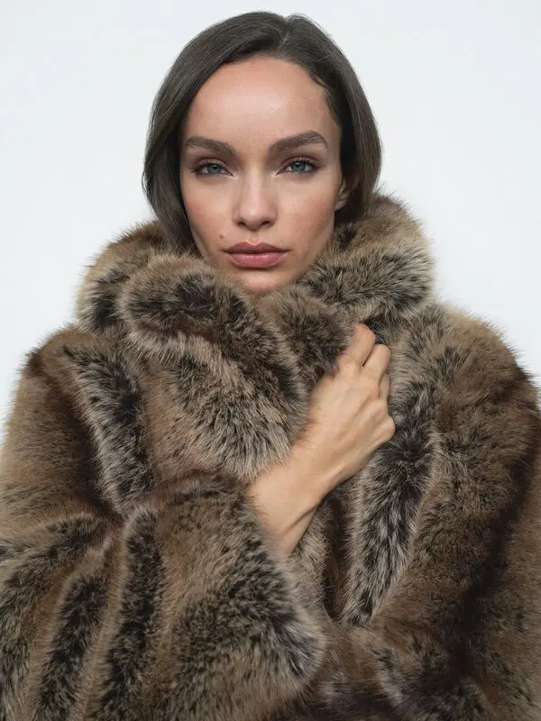 REISS Faux-fur Coat - Brown