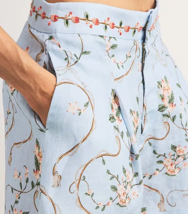 Agua Bendita Floral Linen Shorts
